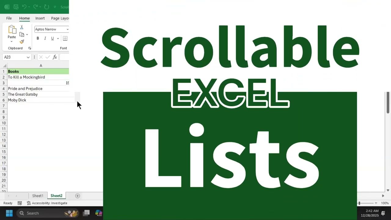 Create Independent Scrollable Lists in Excel