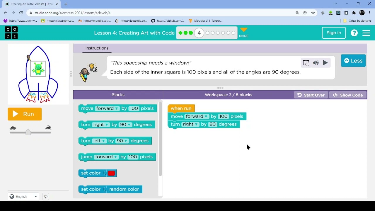 L4-4 |Code.org | Express-2021 | Lesson 4: Creating Art with Code | level 4