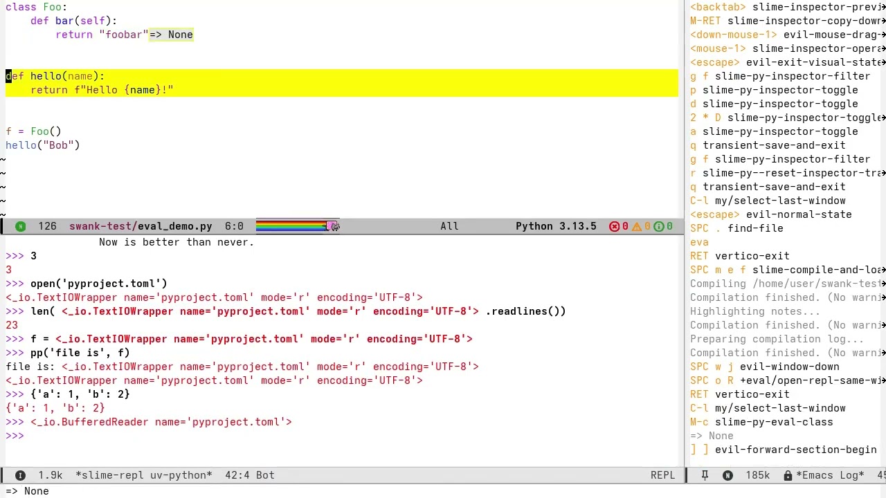 EmacsConf 2025: Swanky Python: Interactive development for Python - Scott Zimmermann (he/him)