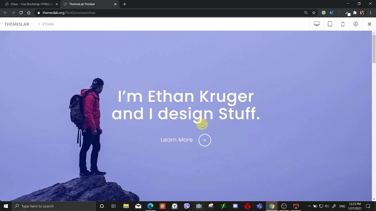 Ethan : Free Bootstrap HTML5 one-page personal portfolio website template