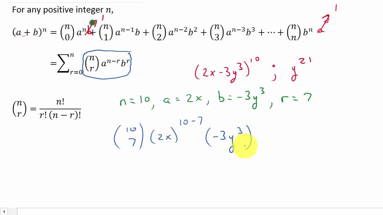 Binomial Theorem: Find Term Containing y^21