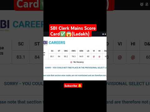 SBI Clerk Mains Score card OUT 2025😱(Ladakh)✅#shorts#banking#sbiclerk#bankexam#bankresult#viralshort