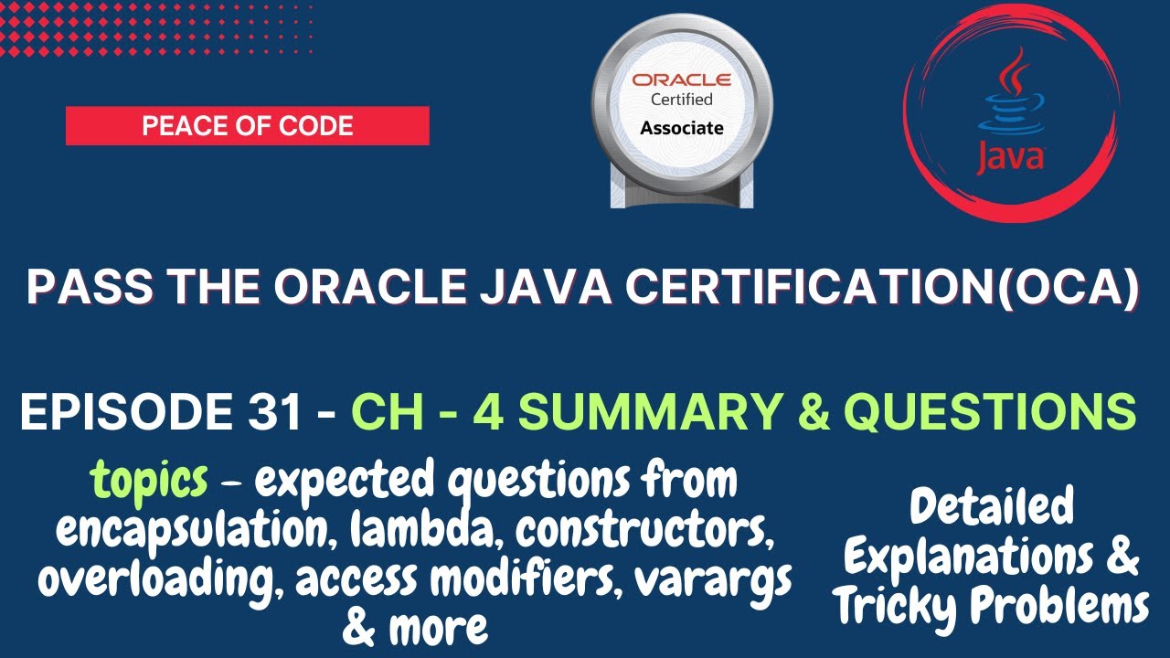 Java Certification-OCA |  | Exam Questions & Chapter 4 Summary | #javatutorial #oca #java