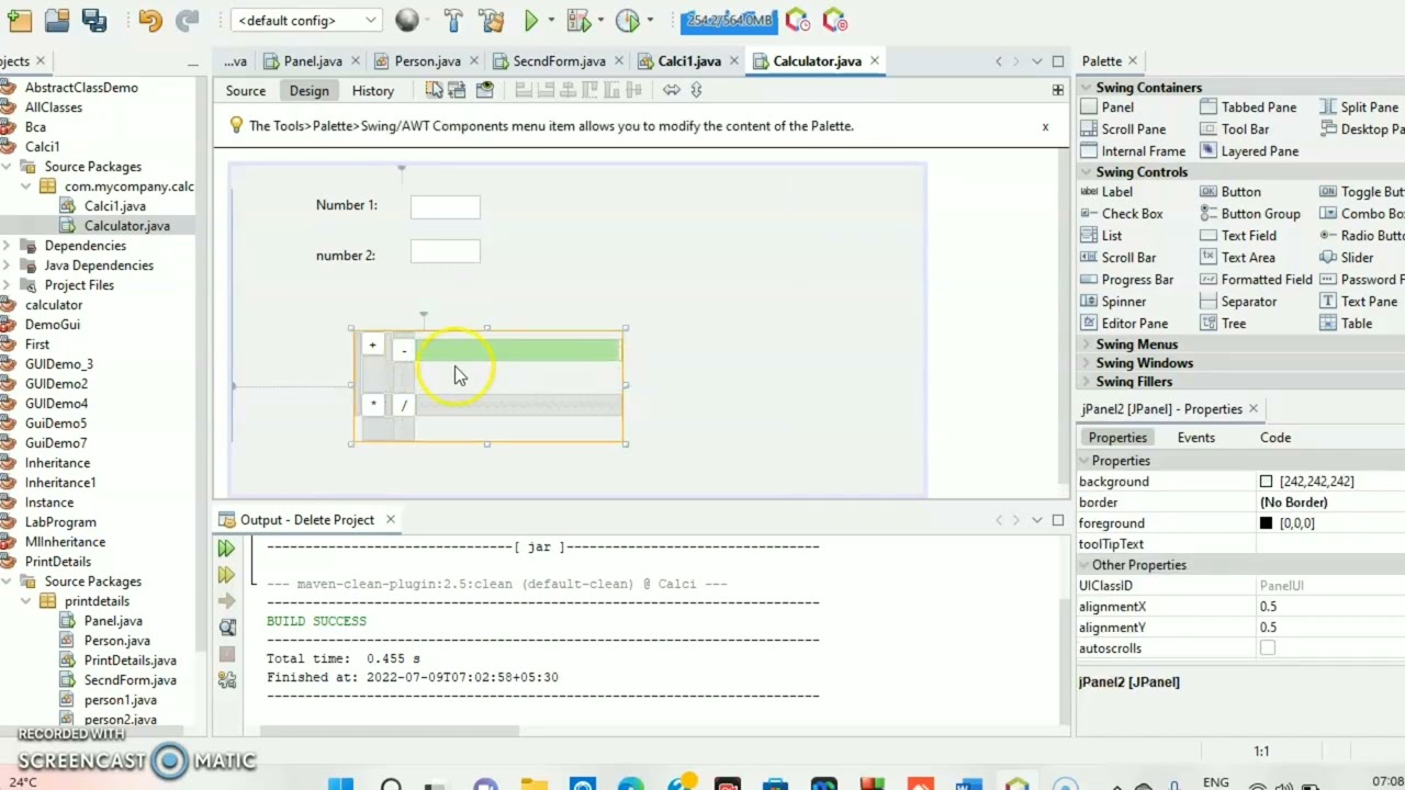 create a simple calculator using java swing