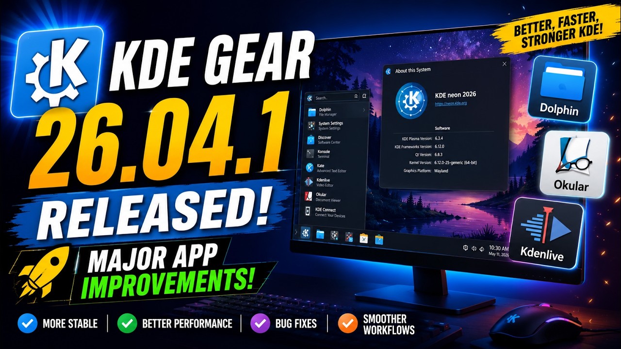 KDE Gear 26.04.1 Released! Huge Improvements for Dolphin, Okular, Kdenlive & More KDE Apps