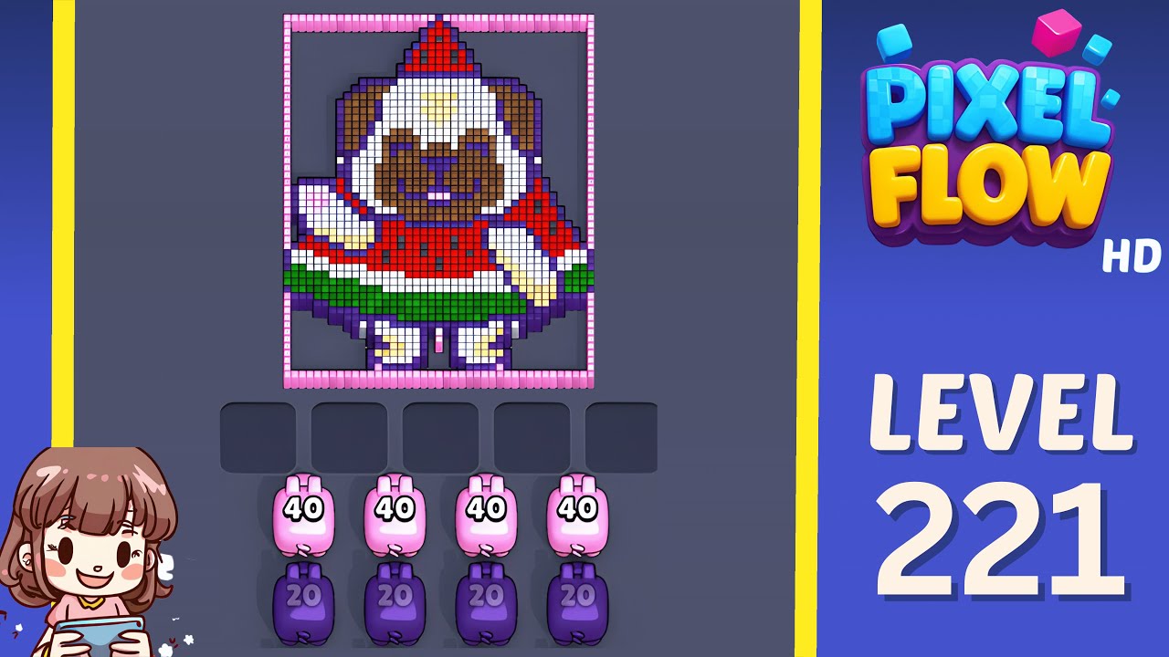 Pixel Flow Level 221 Solution Walkthrough