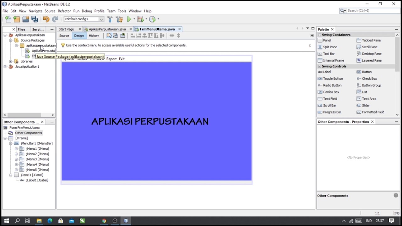 Aplikasi Perpustakaan menggunakan Netbeans Part 1  ( Desain )