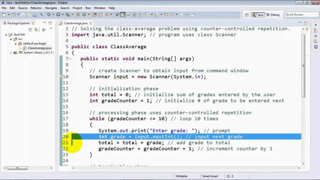 JAVA Tutorials for Beginners 39  Calculating a class average using the while statement and counter c