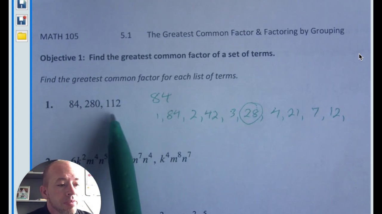 MATH 105 Section 5.1 Page 1 Greatest Common Factor