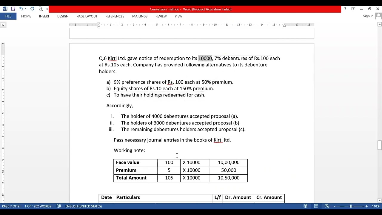 Debenture Redemption By Conversion method
