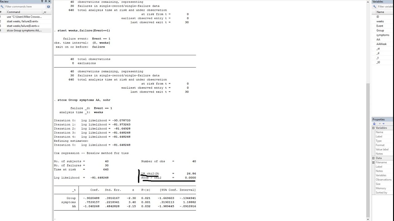 Intro to survival analysis with STATA video 3 (Cox Regression demo)