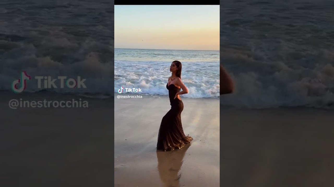 Ines Trocchia Modeling at the Water's Edge — Waves at Her Feet 🌊🇮🇹 #shorts