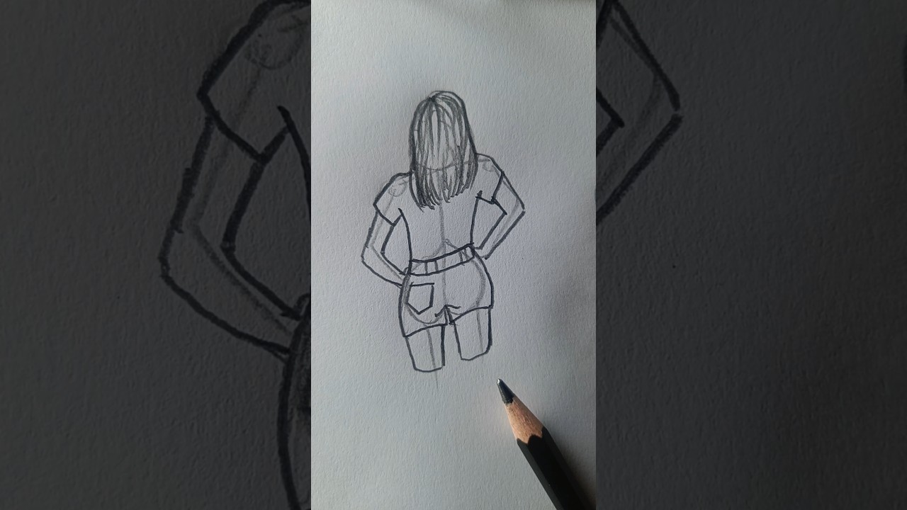 POV: Drawing Perfect Girl from Behind 👧✨ #foryou #art #drawing #tutorial #shorts #howtodraw