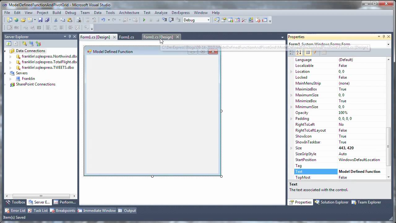 WinForms Pivot Grid - Model Defined Functions in EF4