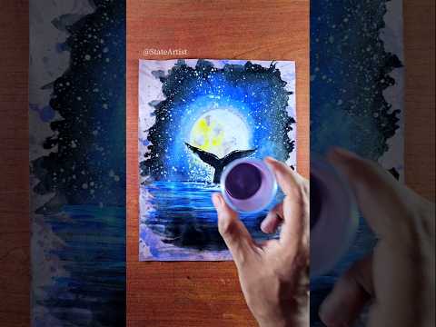 Moonlight Painting idea | Whale's tail Painting | Moonlight Painting| ITALIAN BRAINROT #art #shorts
