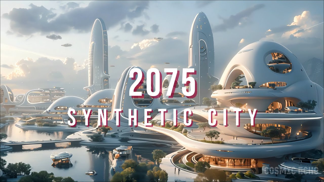 2075: Neo-Synthetic Metropolis | 4K AI Smart Cityscape | Cyber-Blue Futuristic Background