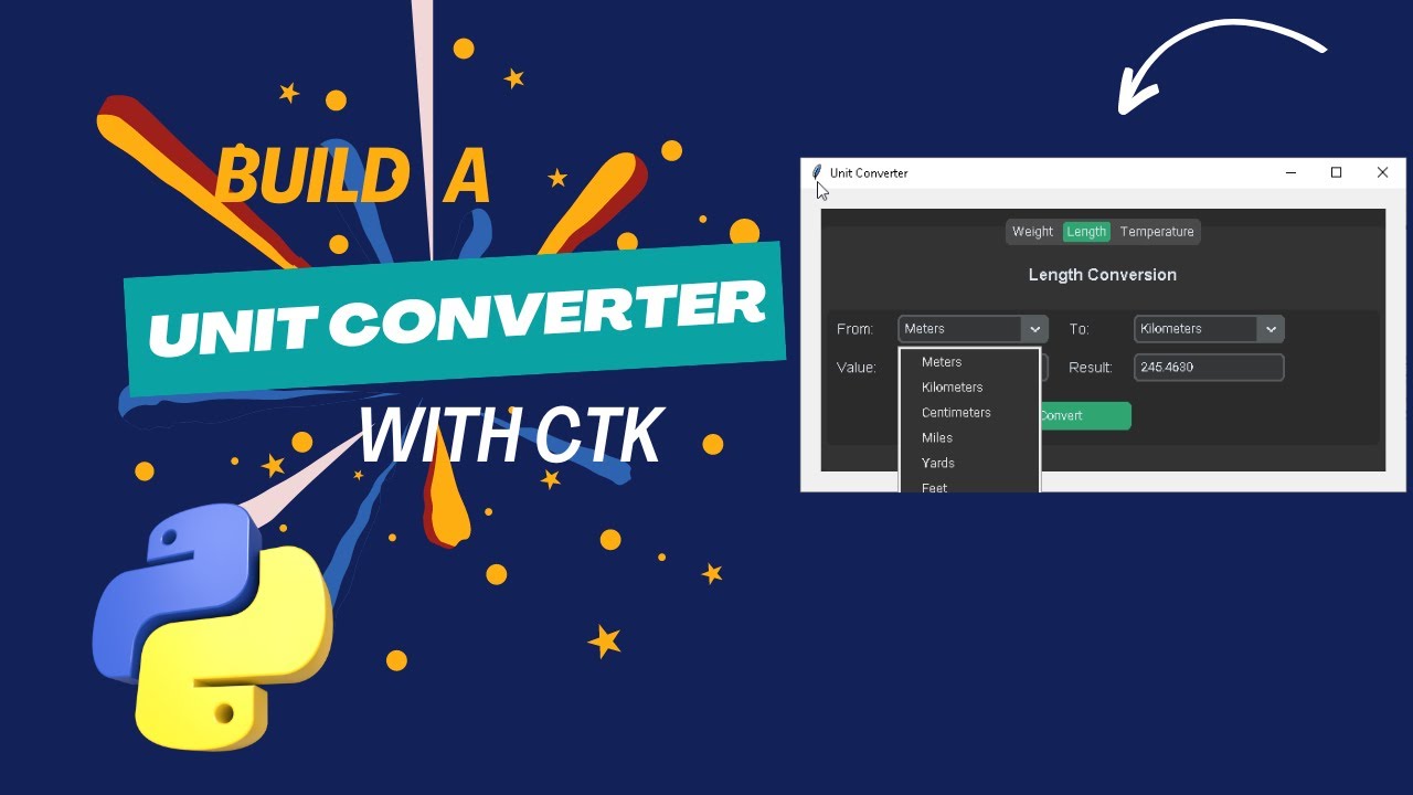 Build a Unit Converter App (Temperature, Length, Weight) in Python with Custom Tkinter #python