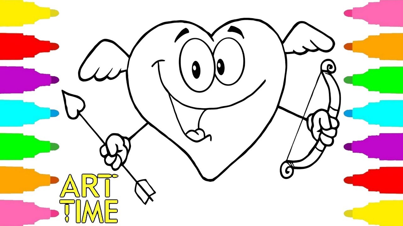 How to Draw Heart Coloring Pages for Kids with Colored Markers