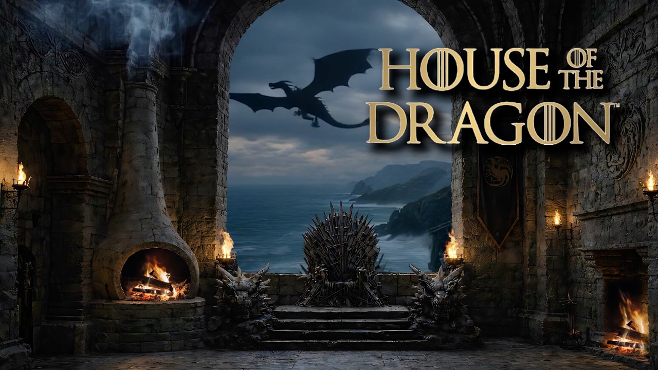 Dragonstone Throne Room Ambience | House of the Dragon Ambience | Waves, Fire & Medieval Music