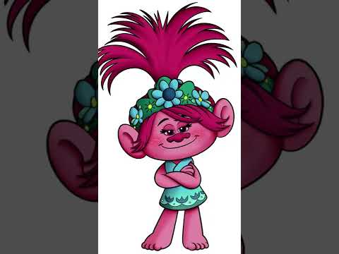 Coloring Queen Poppy from Trolls World Tour Drawing #Shorts