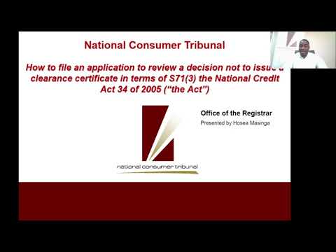 How to file an application: Clearance Certificates (in terms of section 71(3))