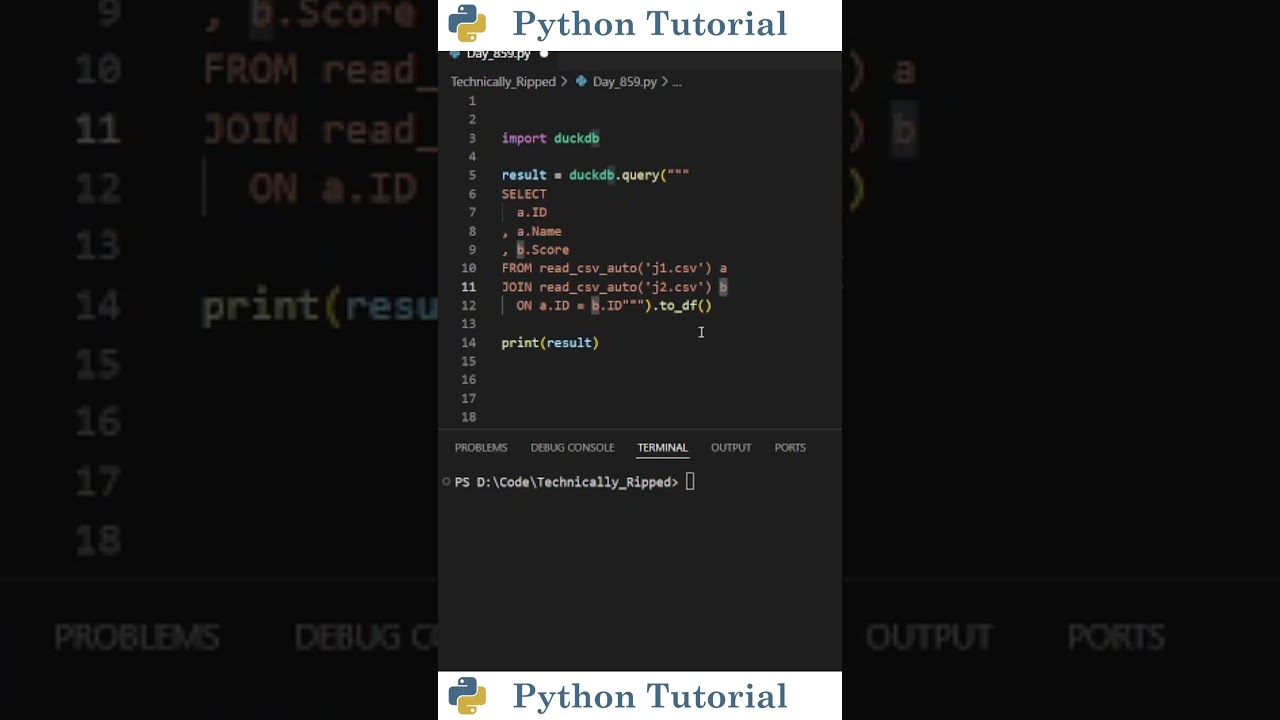 Join Two CSV Files with DuckDB in Python | Python Tutorial