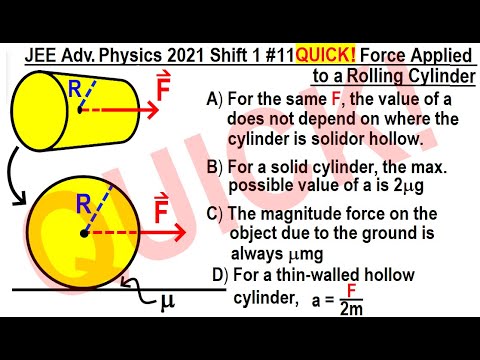 JEE Advanced Physics 2021 Shift 1 #11 (RAPIDE !) Force appliquée à un cylindre roulant
