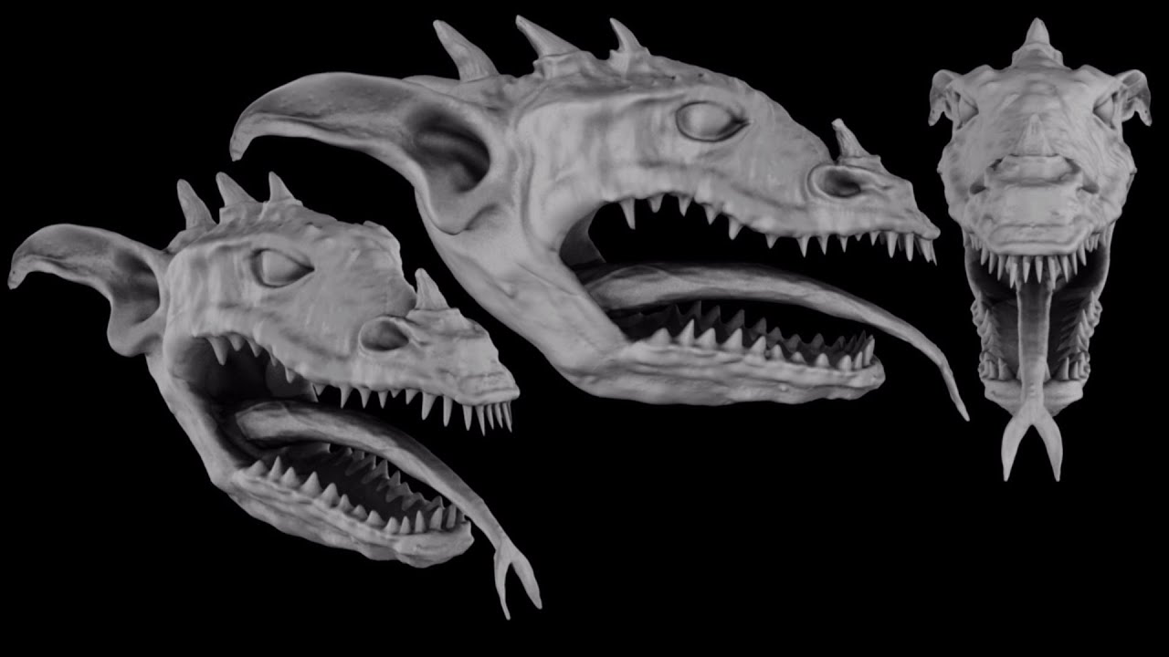 Dragon head - 3d model 360° turnaround