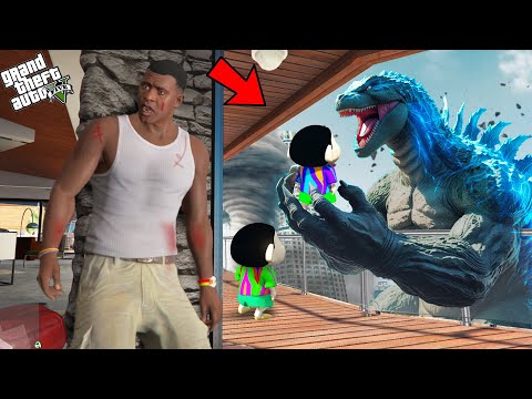 Franklin And Shinchan Chased By Biggest Godzilla In GTA 5!