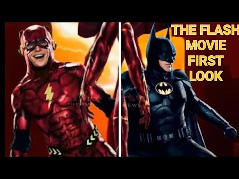 THE FLASH MOVIE FIRST LOOK PROMOTIONAL POSTER ART MICHAEL KEATON BATMAN EZRA MILLER DC CLIP TRAILER