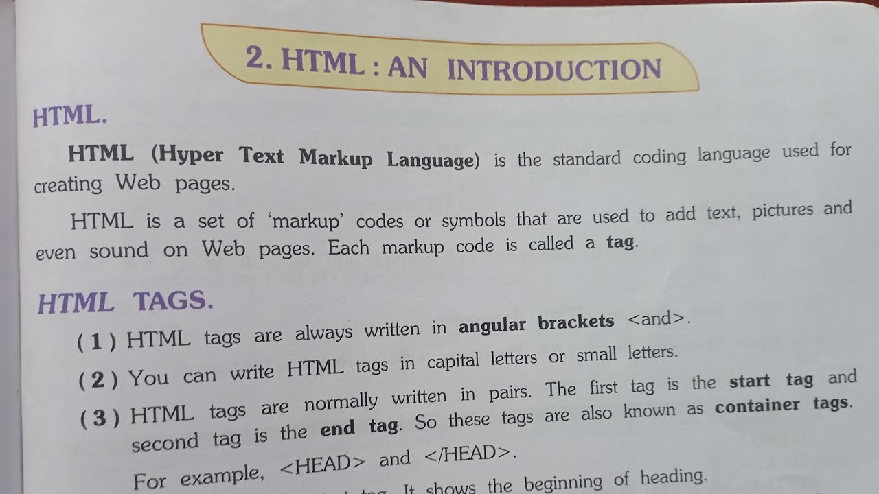 #7thstd | Computer chapter :-2 HTML ( An Introduction) | workbook Solutions @ManpreetTuitions