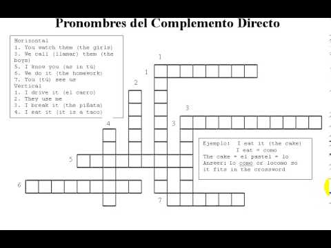 Spanish Practice: Direct Object Pronouns Crossword Puzzle