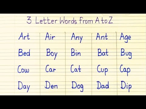 3 letters words from A to Z, Three Letter Words, 3 Letter Word in English, 3 Letter Words for kids