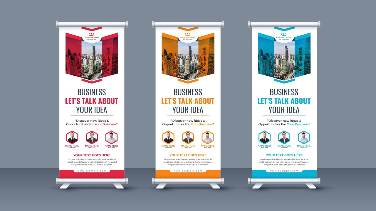 Business Roll Up Banner Template Vector | Vertical Roll up Banner Free Download