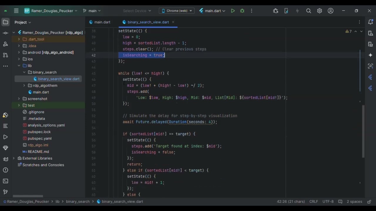 Binary Search Algorithm Visualization using Flutter | Easy Explanation with Code Demo