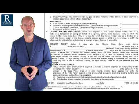 EARNEST MONEY [Part 3] Texas Real Estate Contract Series Jay Robbins - Dallas Real Estate Broker