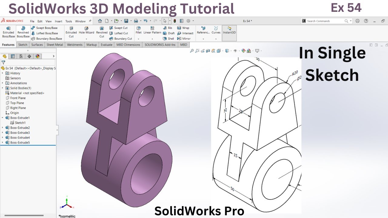 SolidWorks 3D Modeling Tutorial: Ex 54 | Mastering Advanced SolidWorks Techniques