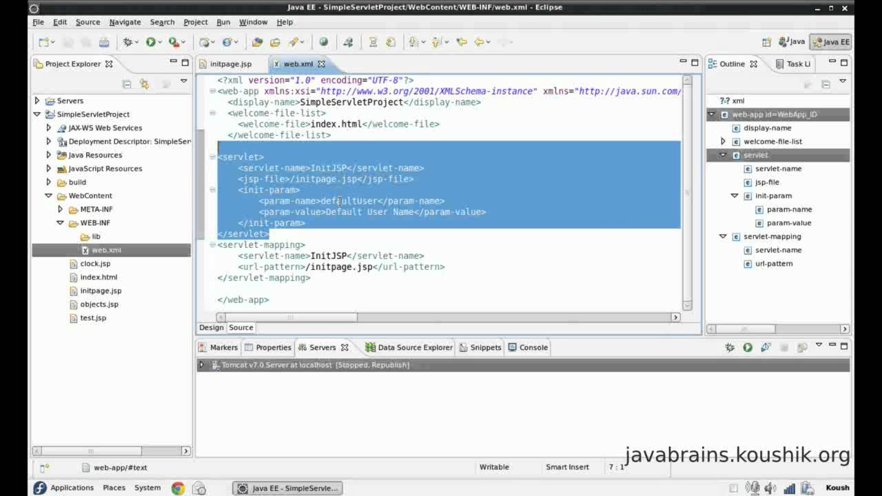 JSPs and Servlets Tutorial 14 - Using jspInit and InitParams