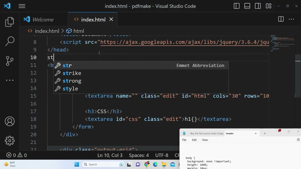 Build a Realtime HTML CSS & JS Frontend Code Editor With Live Preview Using IFrame in Browser