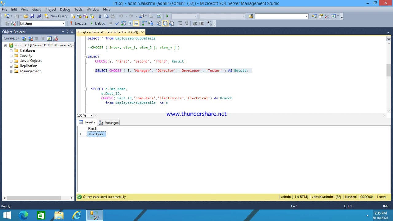 49.CHOOSE() FUNCTION IN SQL