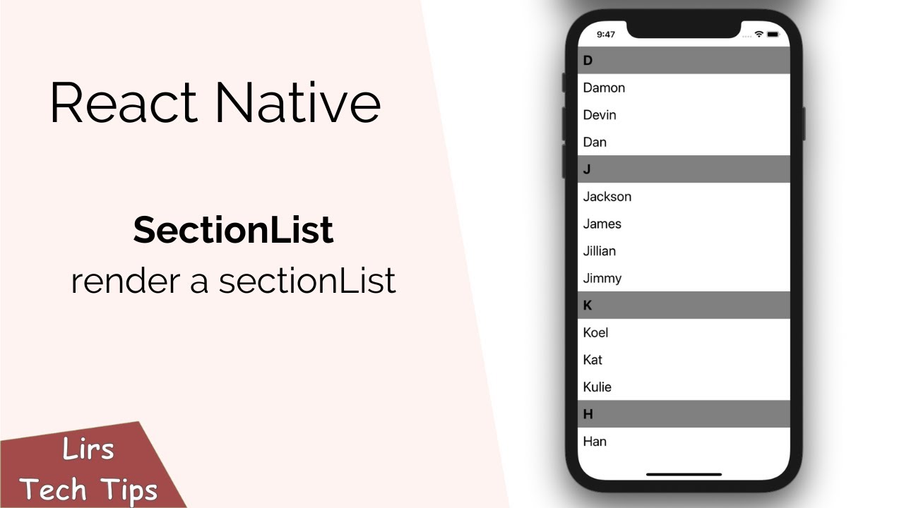 React Native: SectionList (render a sectionList)