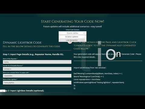 How to Use Our Dynamic Code Generator for Your Wix Projects | Lightbox & Loop Navigation