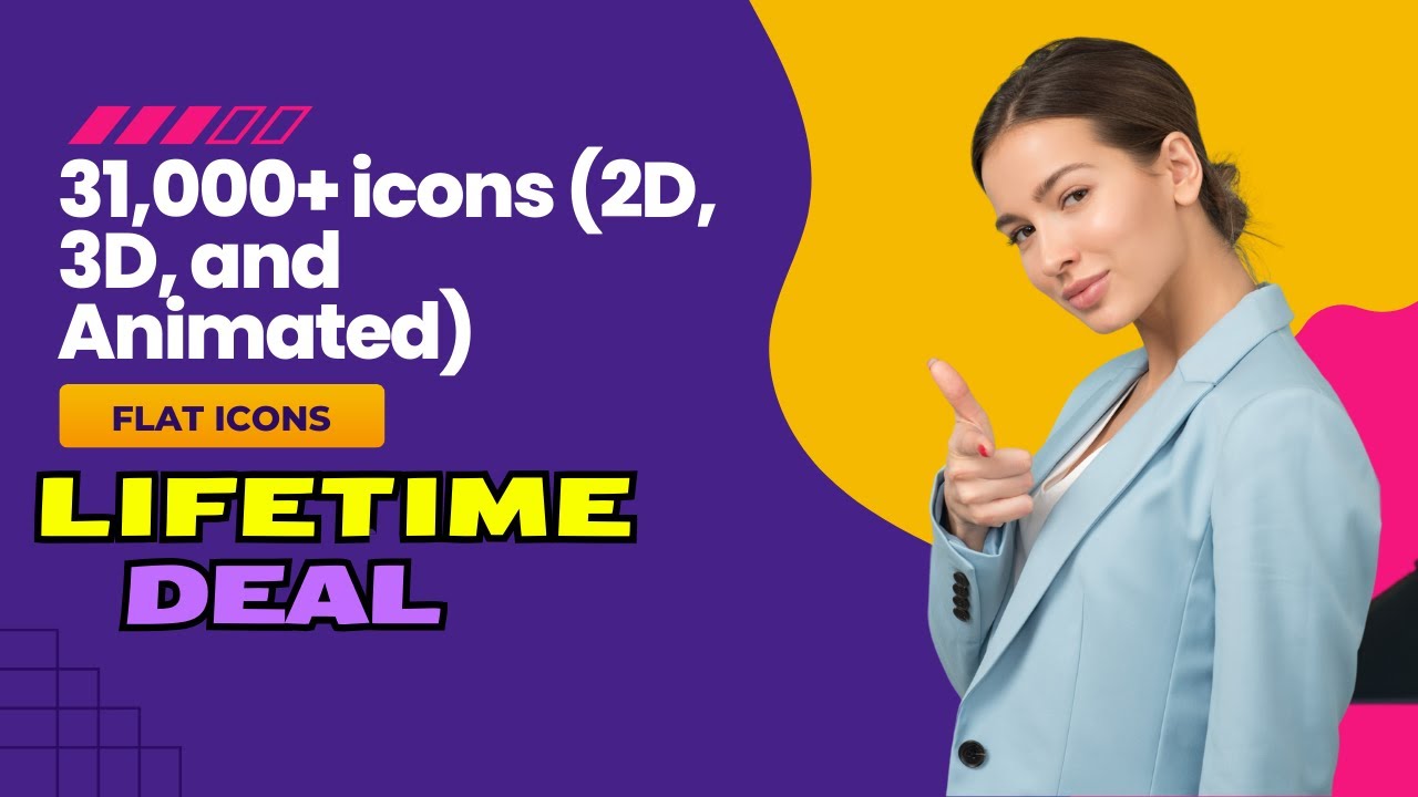 Flat Icons Lifetime Deal I 31,000+ icons (2D, 3D, and Animated)