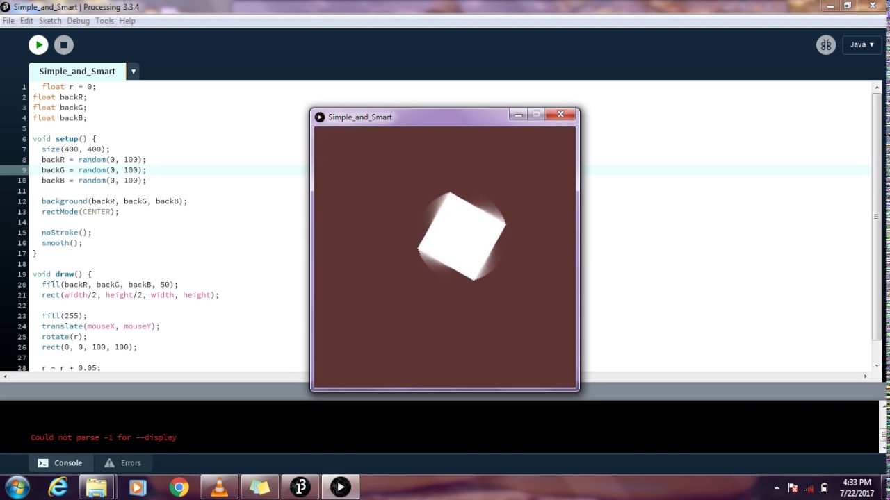 Processing rotating square 1