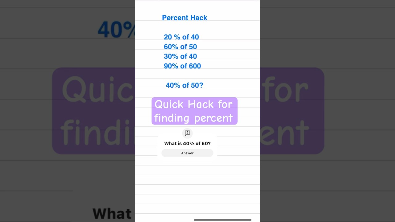 Simplify Your Math Problems: Quick Hack for Finding Percent of a Number #matheducation