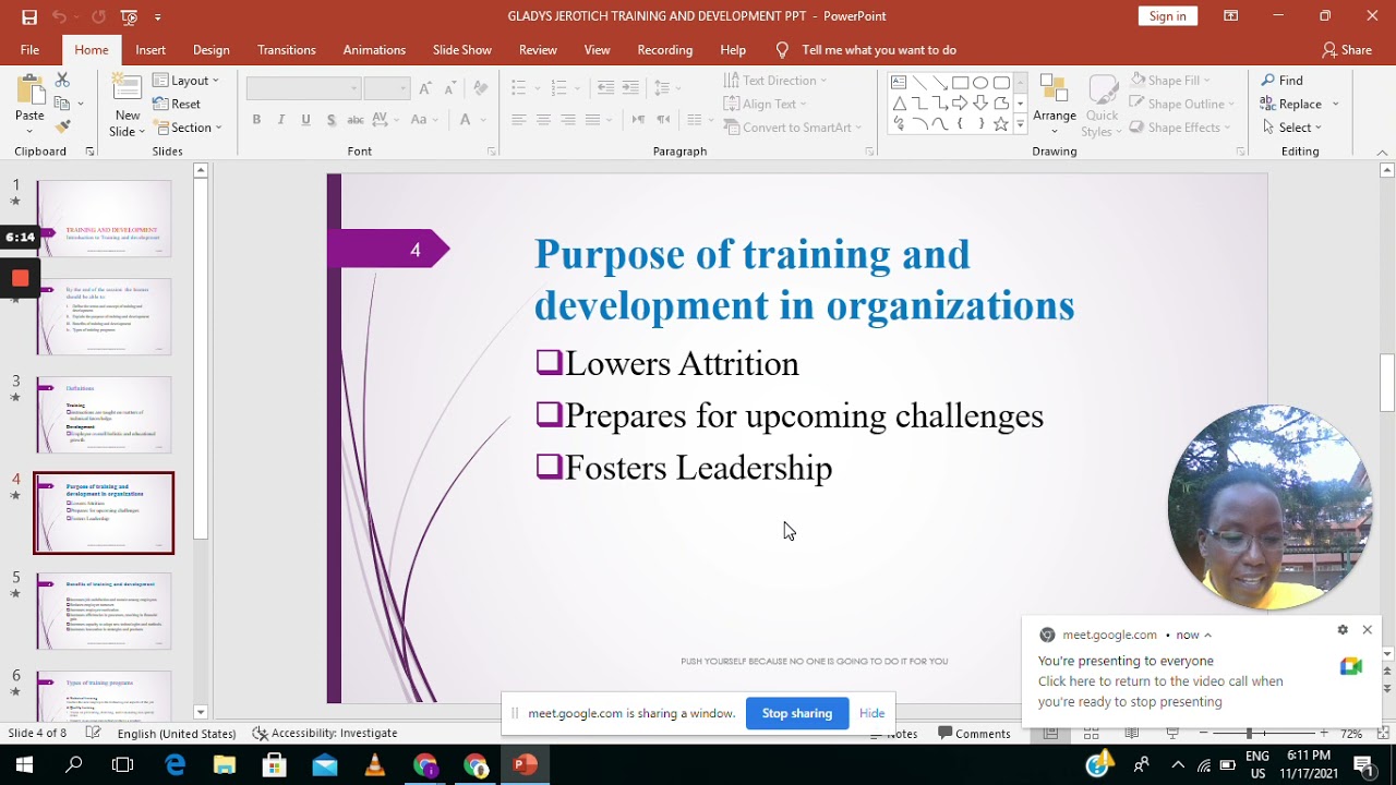 PowerPoint   GLADYS JEROTICH TRAINING AND DEVELOPMENT PPT   PowerPoint   17 November 2021