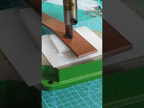 Punching Holes in Leather Belt With Press Machine π #leatherbelt #leathercraft