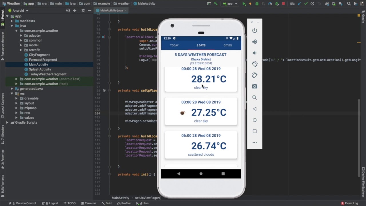 Weather Forecast App with Source Code (Android)