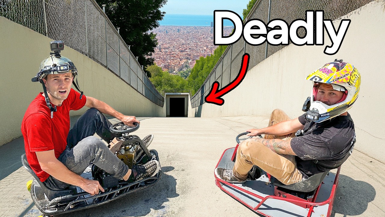 Racing Drift karts Through Down Hill Tunnels!