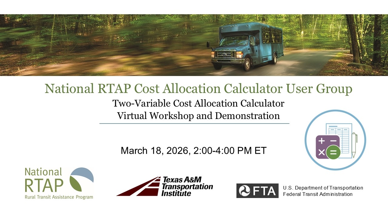 National RTAP Workshop: Cost Allocation Calculator